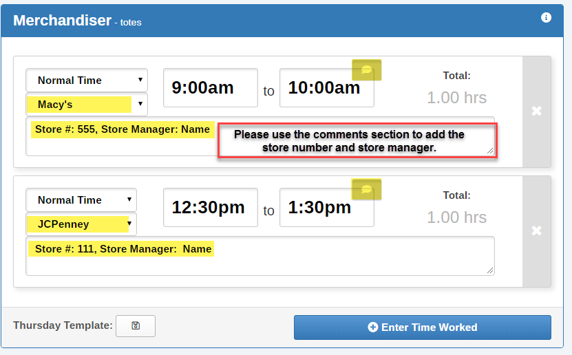 Entering Time in Honeycomb as a Merchandiser – HR Options